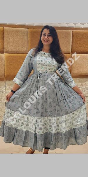 26-11-Modal Silk Frock Kurti-Teal Green-26-11-017 – Colours Trendz